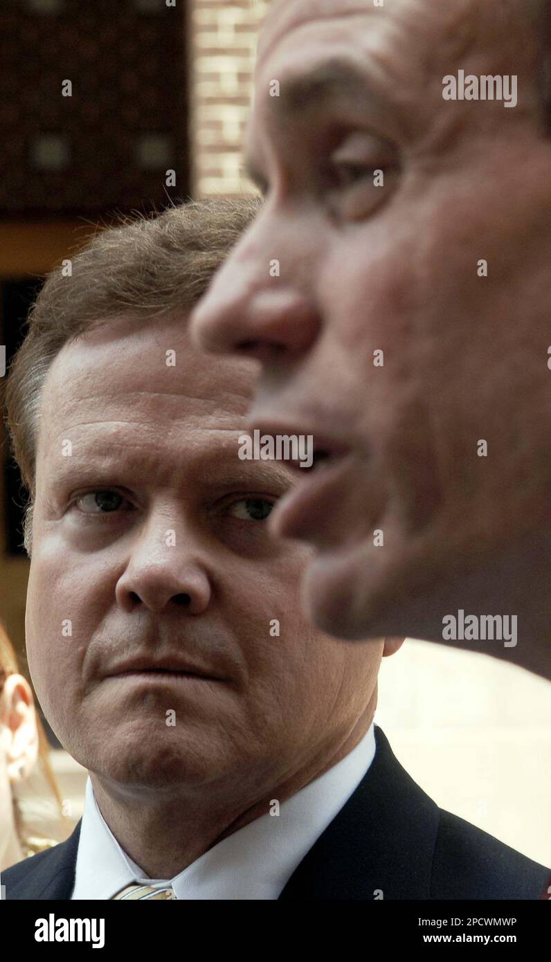 U.S. Senate candidate in Virginia, Jim Webb looks on as fellow Democrat ...