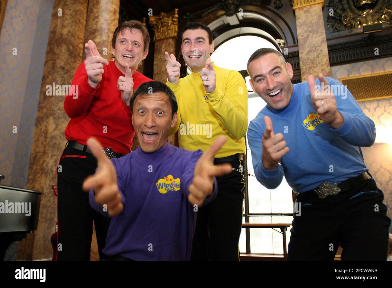 Australian children's entertainers "The Wiggles", Murray (red) ,Greg ...