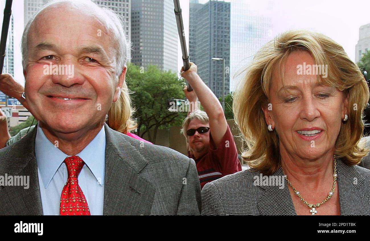 Enron Corp. founder Kenneth Lay, left, and his wife, Linda, leave the ...