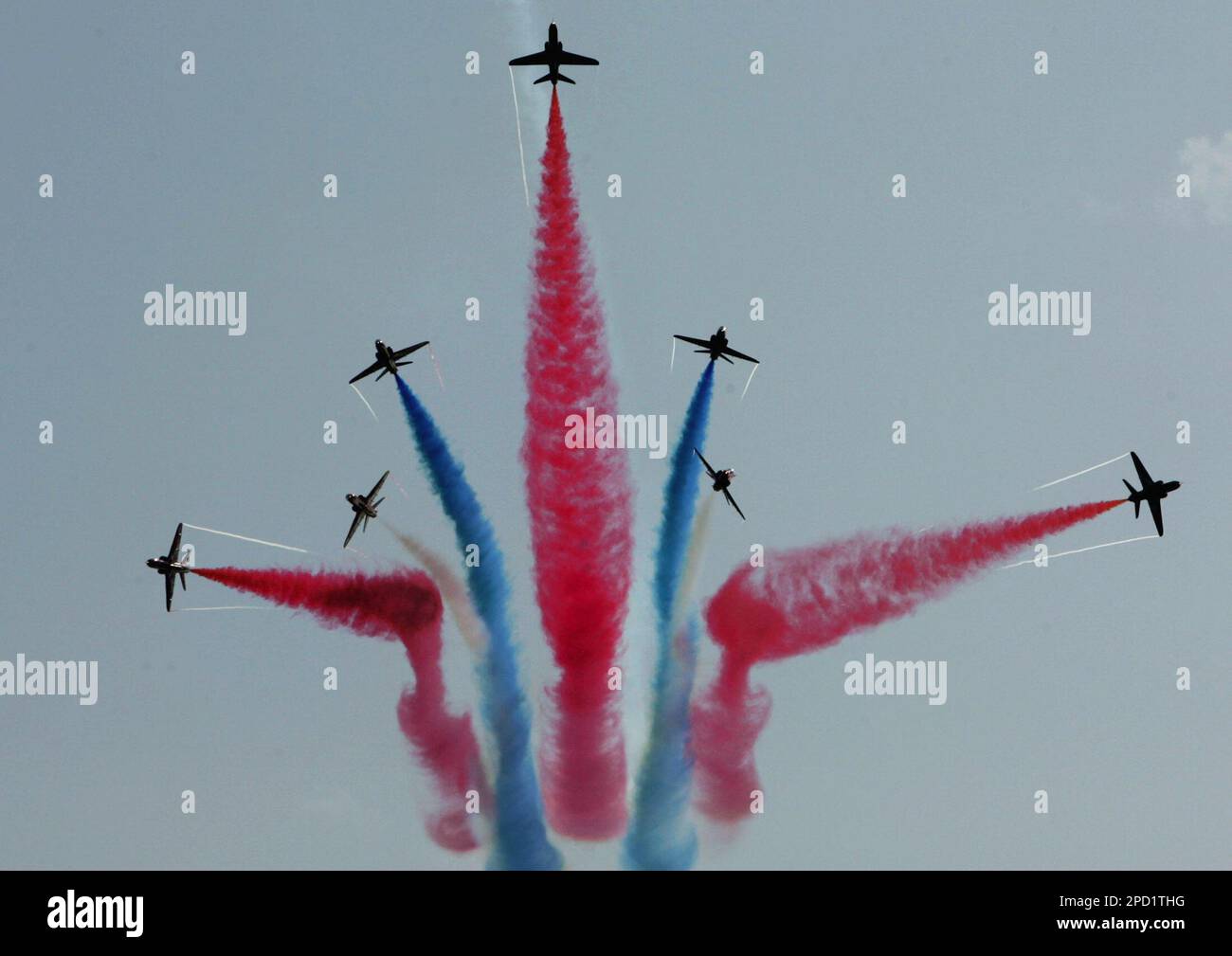 Britain's Royal Air Force team, the Red Arrows, on Hawks, advanced jet ...