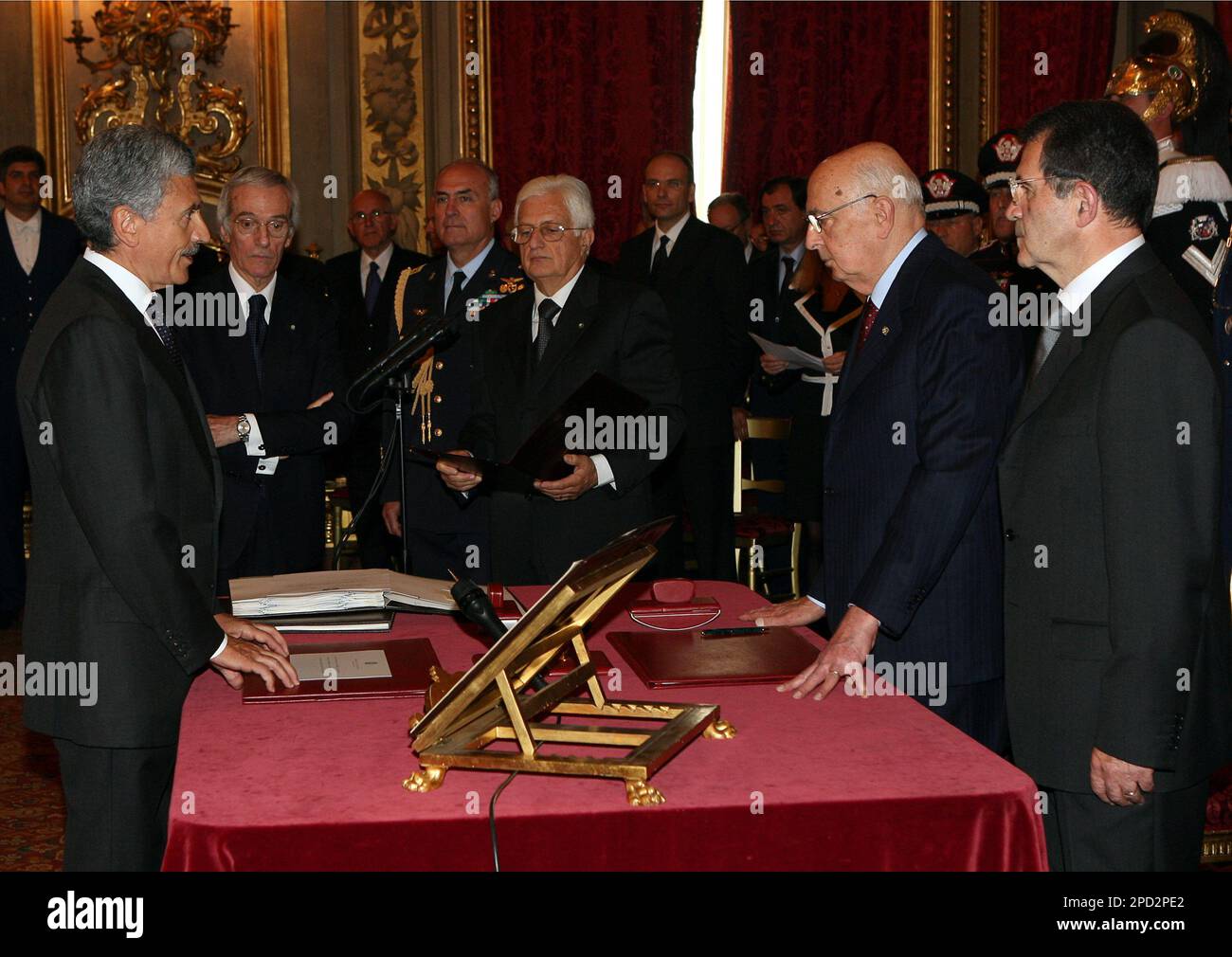 Italy's new Deputy Premier and Foreign Minister Massimo D'Alema, left ...
