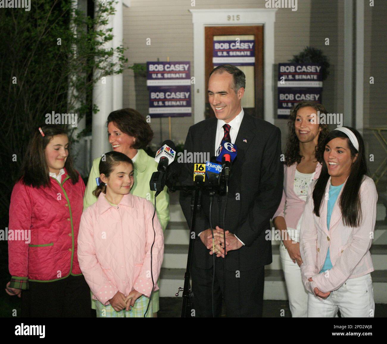 State Treasurer Bob Casey addresses the media at his home in Scranton ...