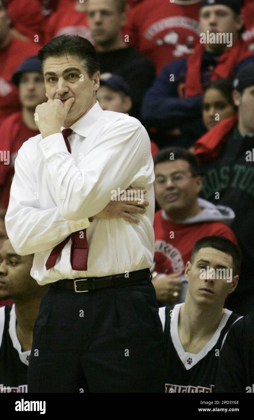 ** FILE ** Northeastern coach Ron Everhart watches the action in the ...