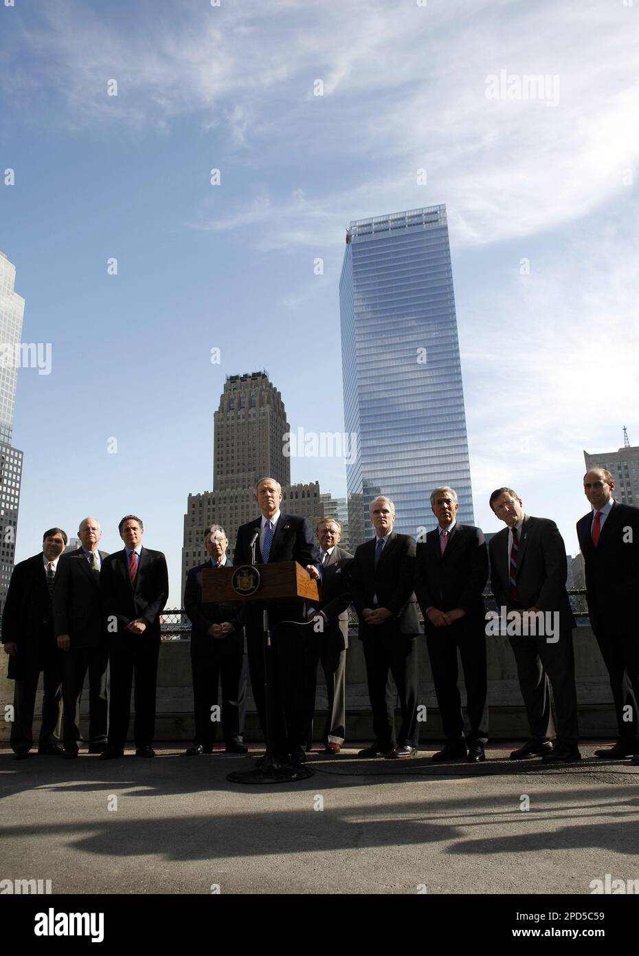 With Seven World Trade Center towering behind them, New York Governor ...