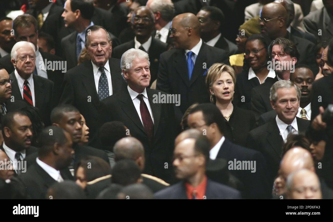 ** FILE ** Sen. Hillary Clinton, D-N.Y, second from right, makes her ...