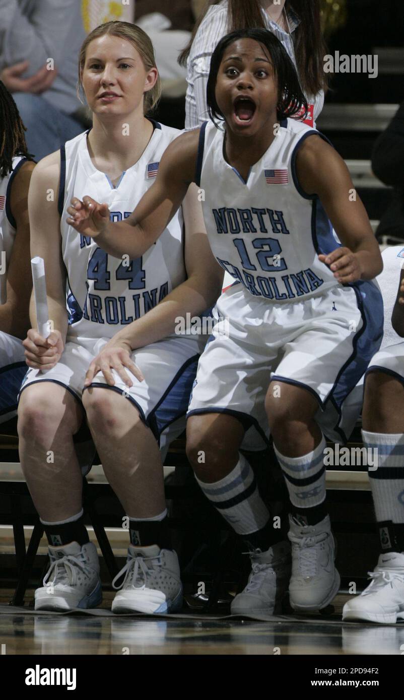 North Carolina's Jessica Sell (44) and Ivory Latta (12) celebrate ...