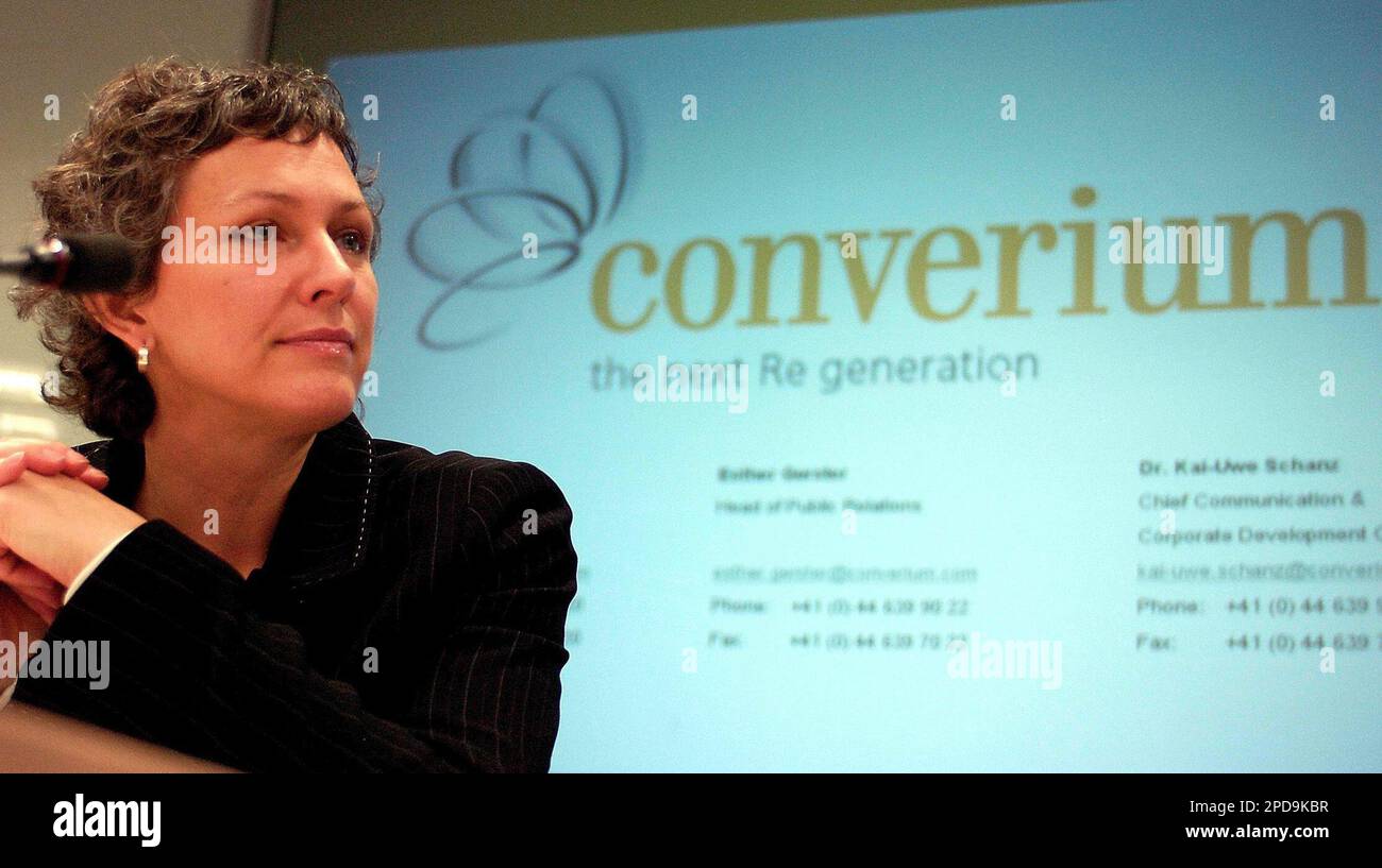 Inga Beale, CEO of Swiss reinsurer Converium, presents last year's ...