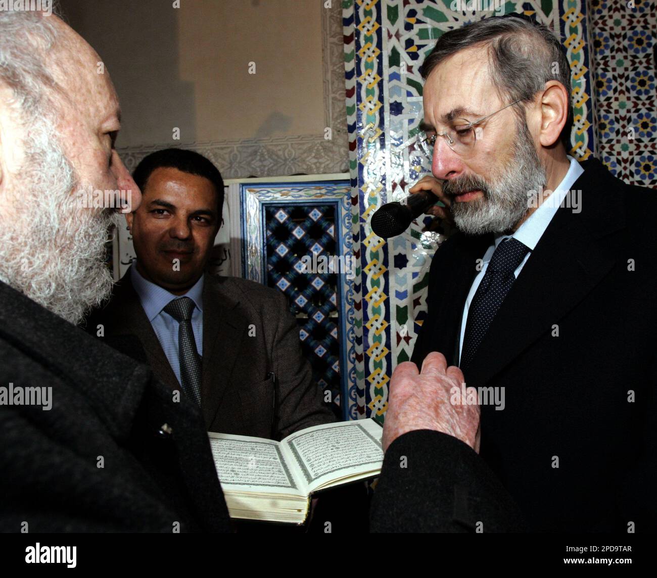 Rome's chief Rabbi Riccardo Di Segni, right, listens to the President ...