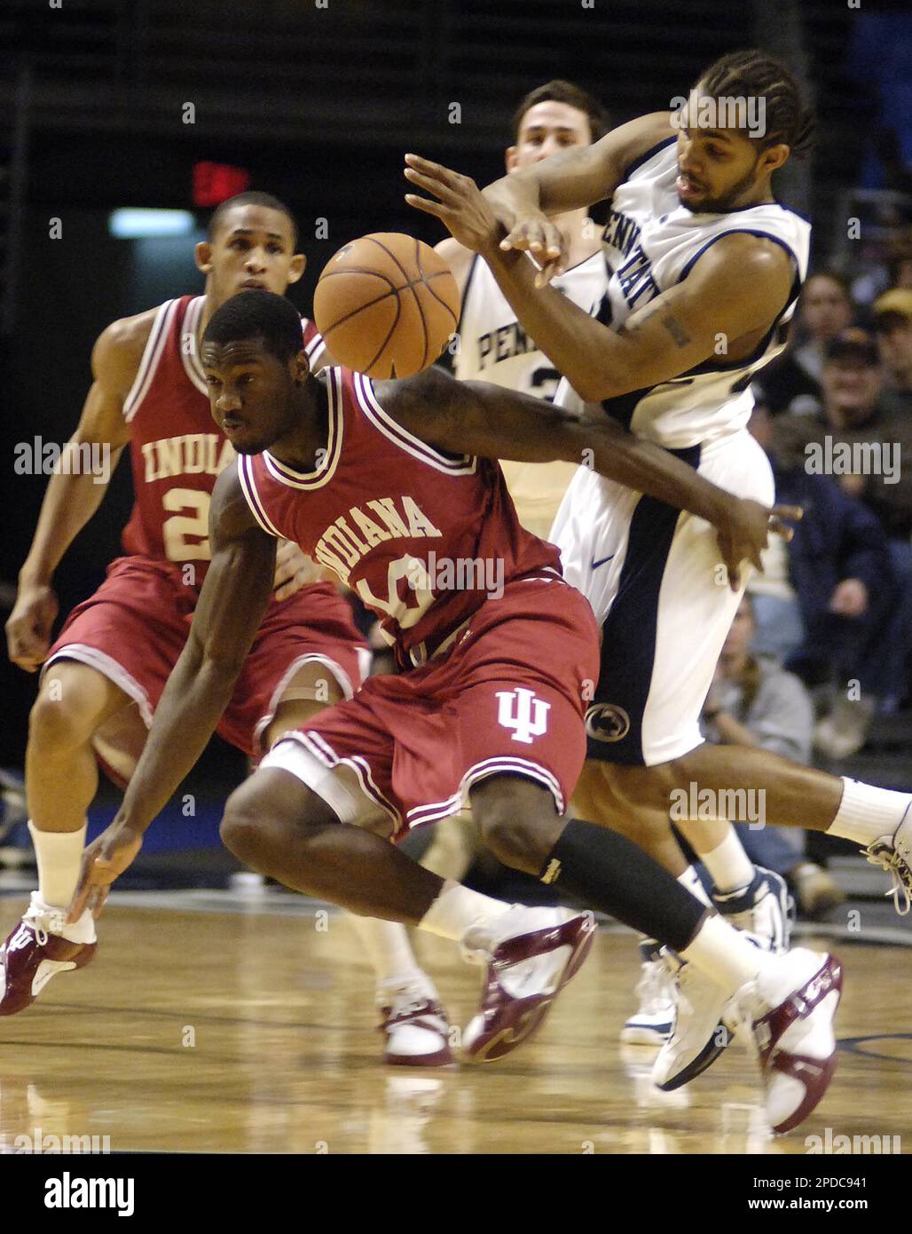 Indiana's Roderick Wilmont, left, and Penn State's David Jackson, right ...