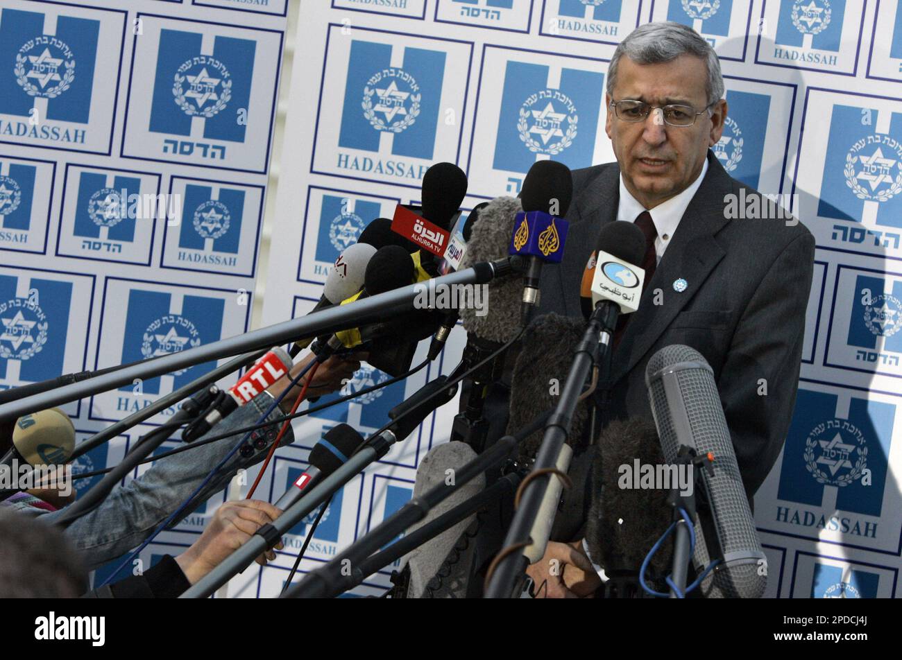 Dr. Shlomo Mor-Yosef, director of Hadassah Hospital, speaks to the ...