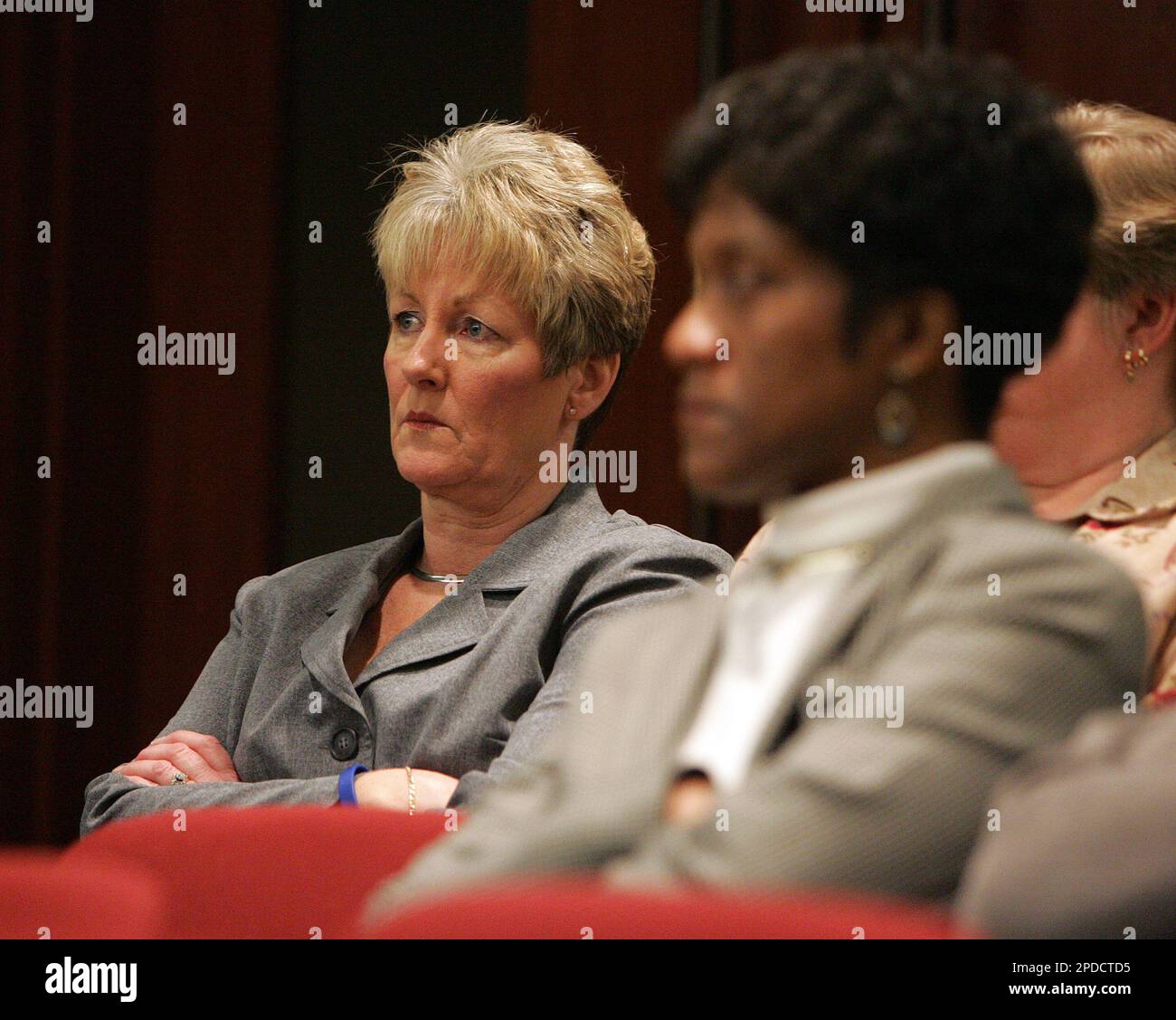 Superior Court Judge Rowland Barnes' widow, Claudia Barnes, left, and ...