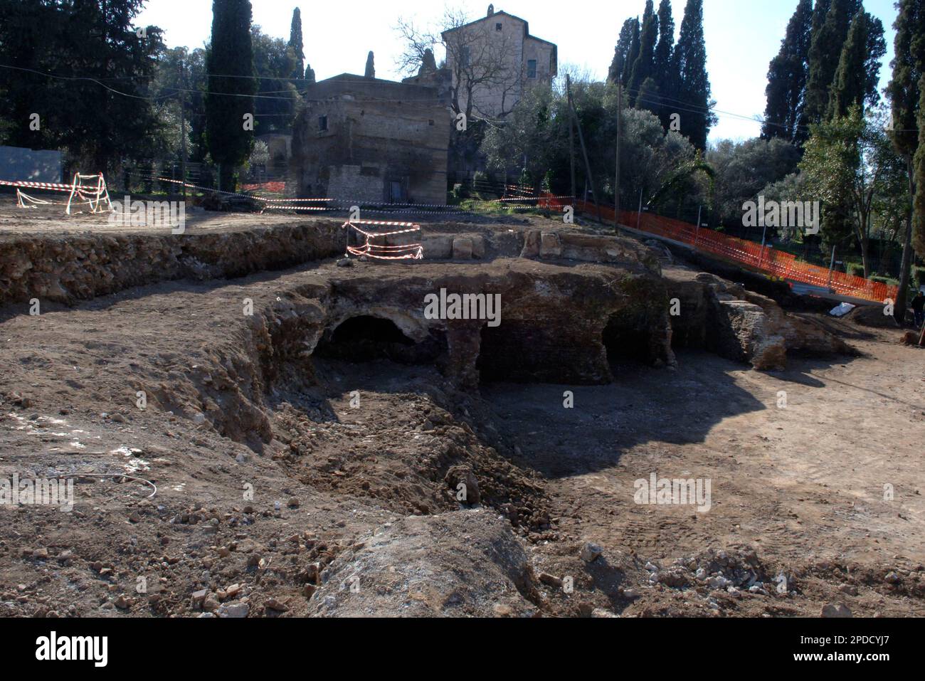 A view of the dig where new findings were presented to the press, at ...