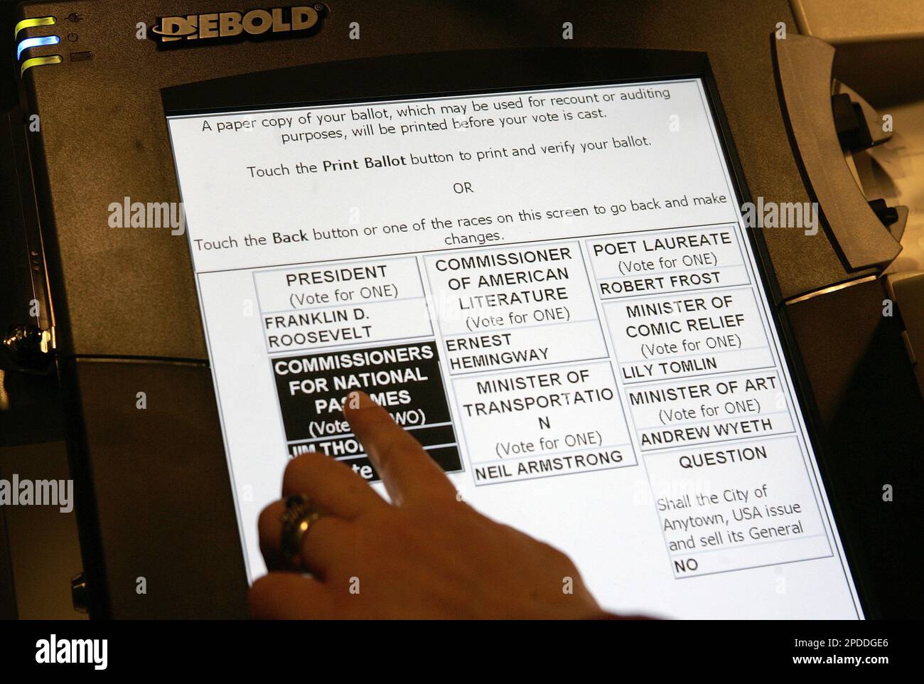 **FILE** A Diebold voting machine demo is shown in a Columbus, Ohio ...