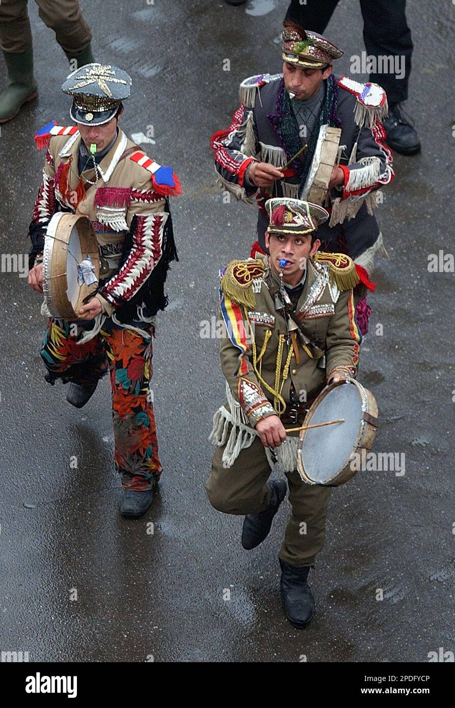 Dancers from the northern Romanian region of Moldova perform a ritual ...