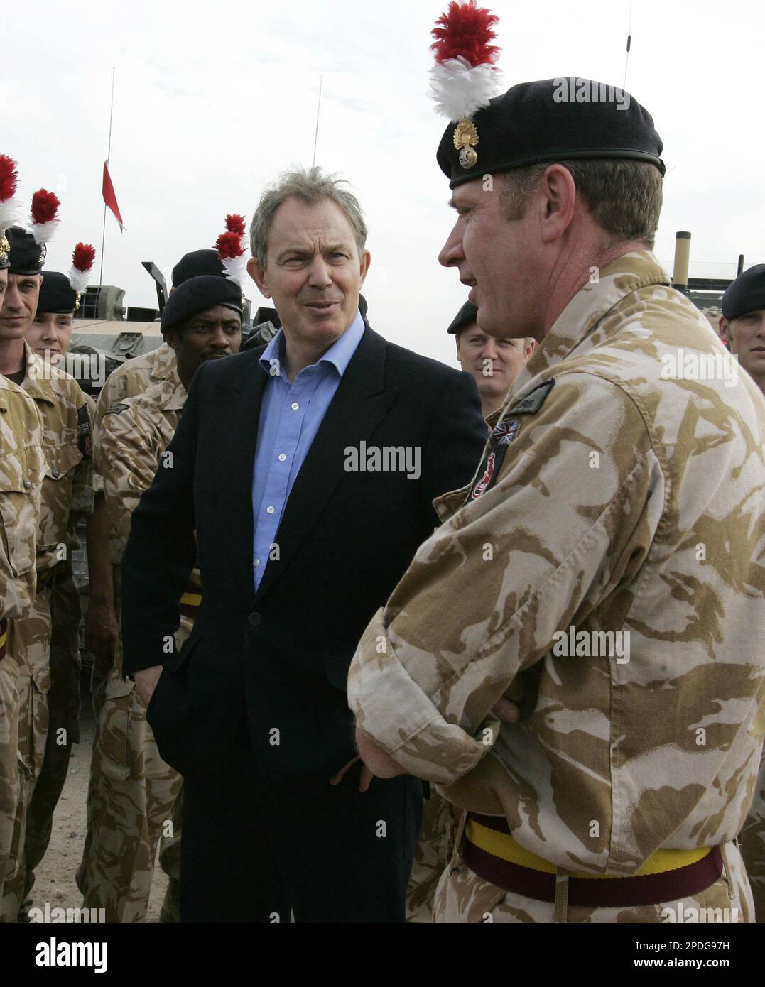Britain's Prime Minister Tony Blair meets soldiers at Shaibah logistics ...