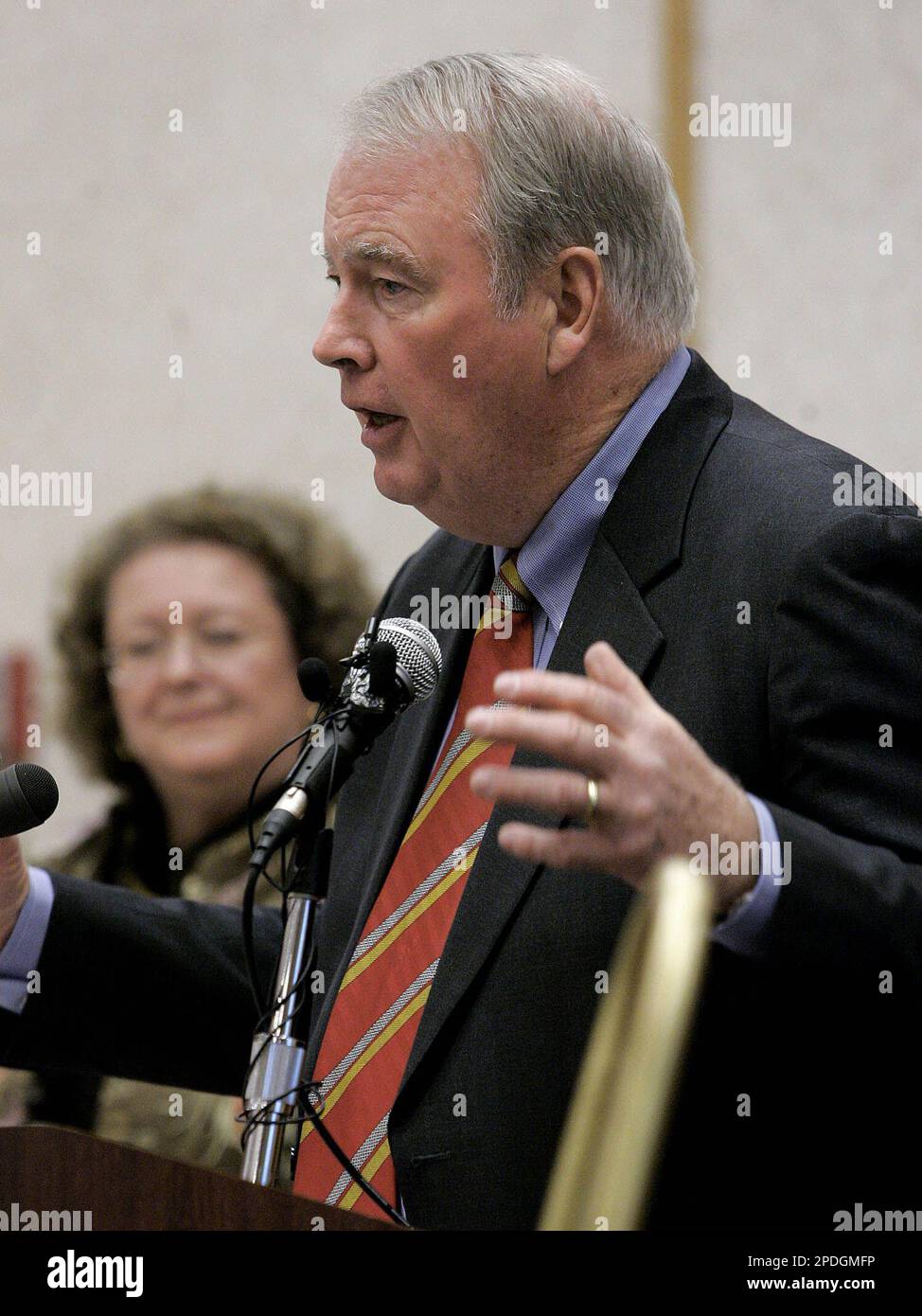 Alaska Gov. Frank Murkowski speaks about his budget during a ...