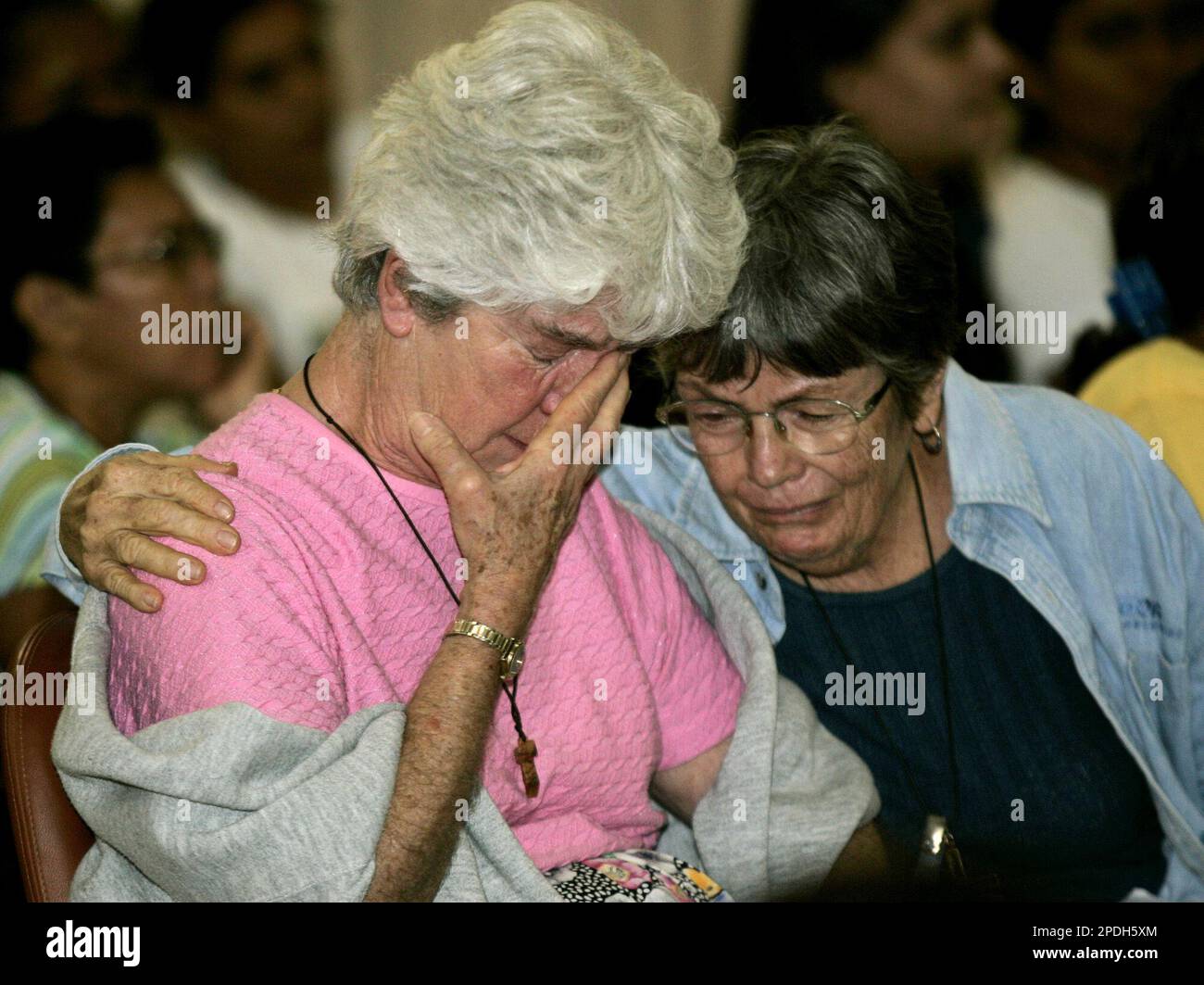 Margaret Stang, left, sister of murdered nun Dorothy Stang cries as a ...