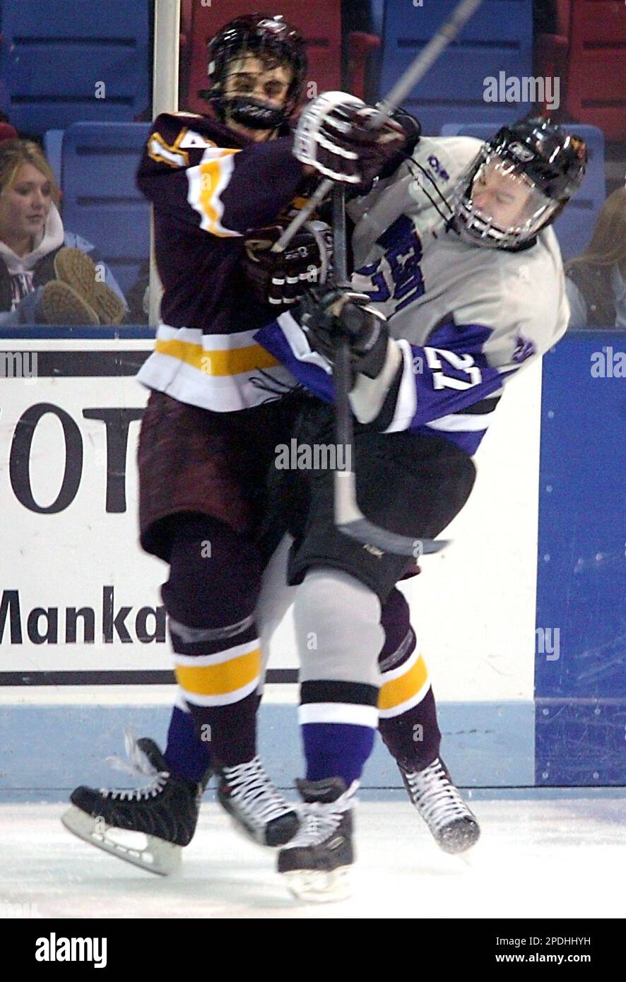 Minnesota State, Mankato's Travis Morin, right, and Minnesota-Duluth's ...
