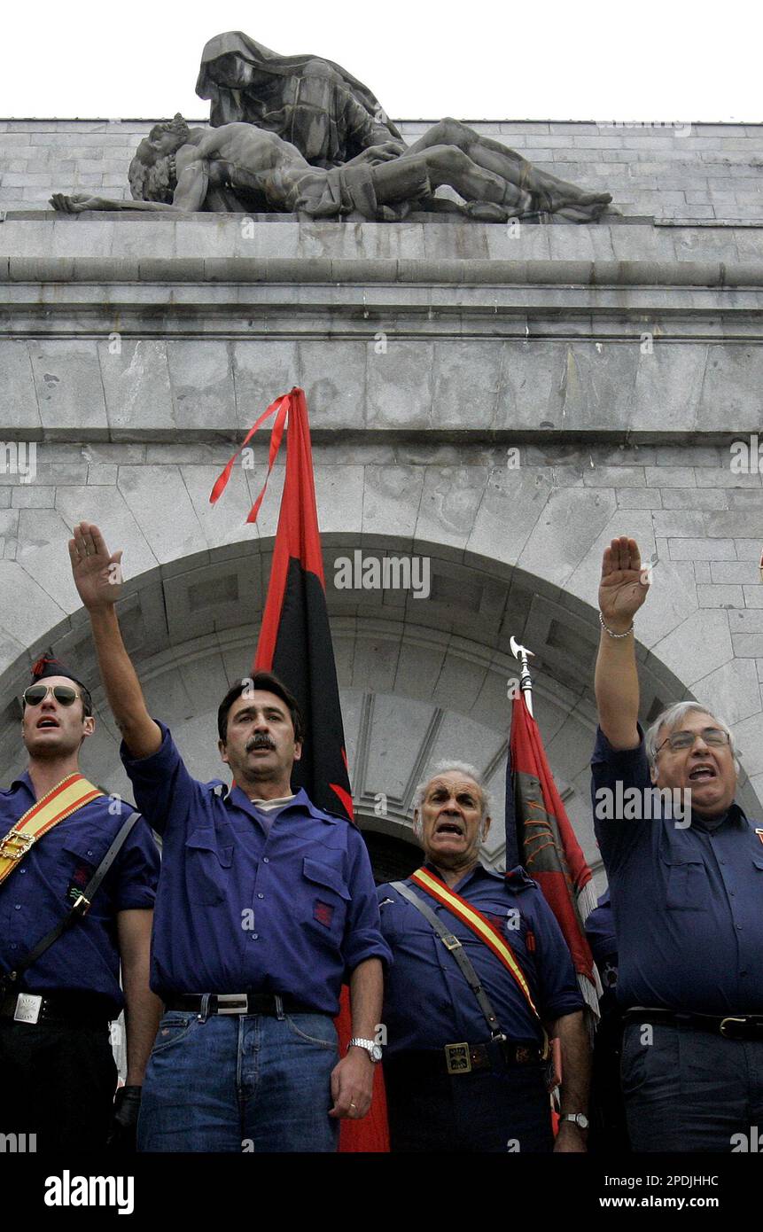 Right-wing falangists and suporters of Gen. Francisco Franco make stiff ...