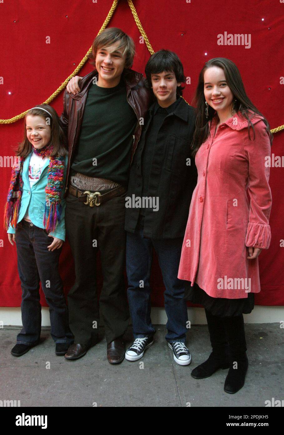 Georgie Henley, left, William Moseley, second from left, Skandar Keynes ...