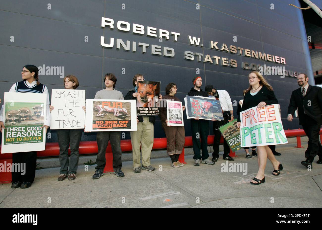 Supporters of animal rights activist Peter Daniel Young, of Mercer ...