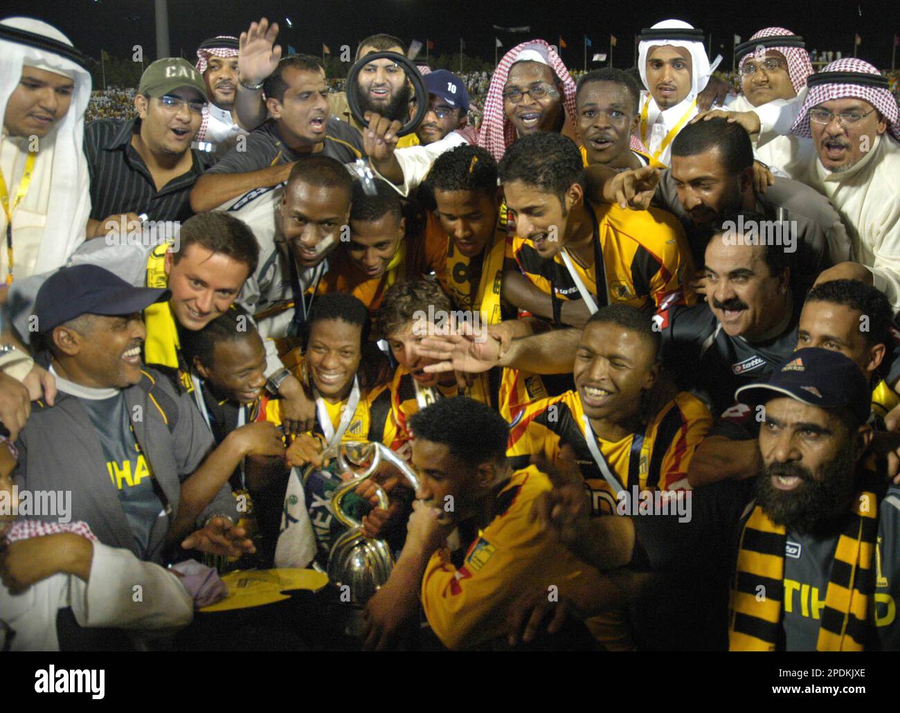 Saudi Arabia's Al Ittihad players celebrate after winning the AFC ...