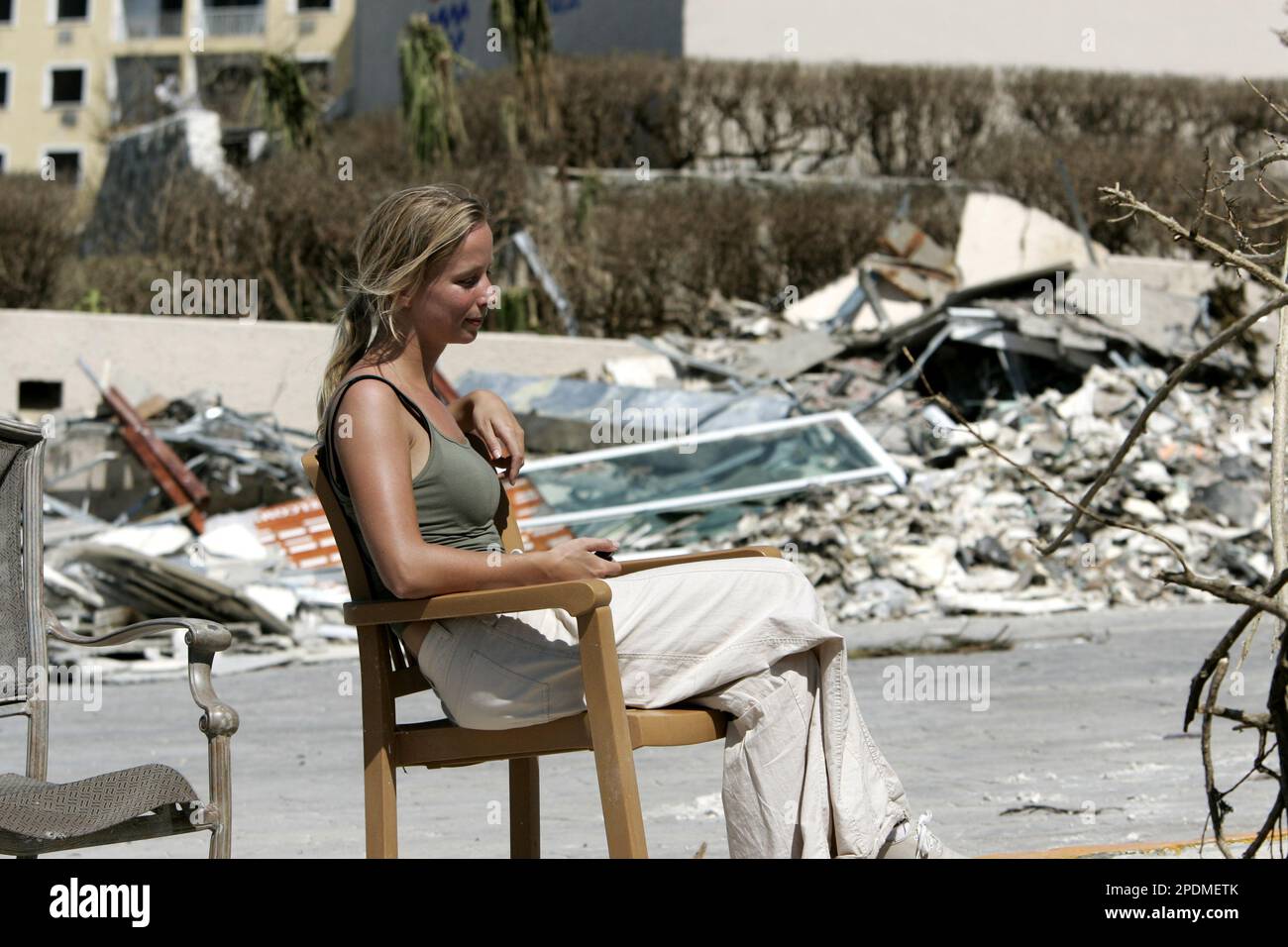 Marieke Visser, 30, of Holland, waits for her tour company to send ...