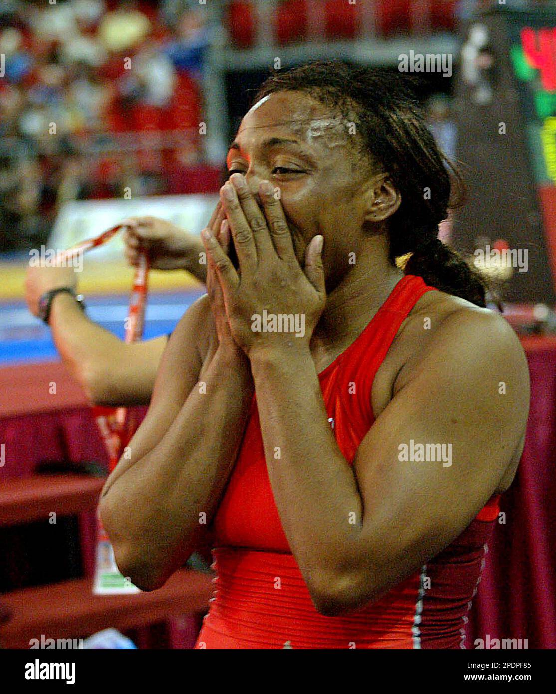 Iris Smith of the U.S.A celebrates after defeating Kyoko Hamaguchi of ...