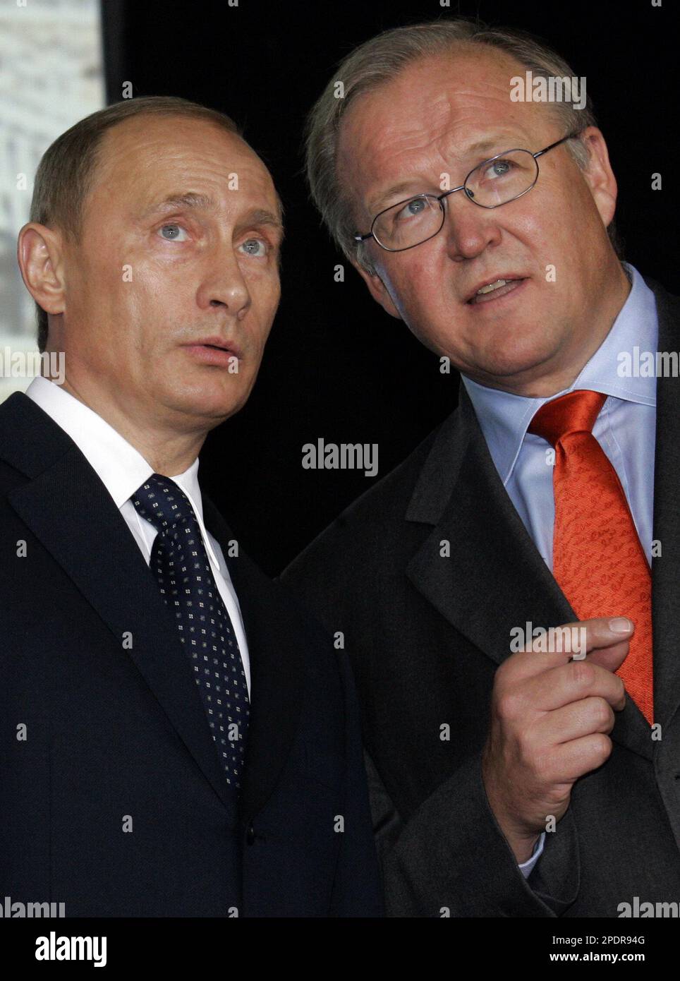 President Vladimir Putin, left, and Swedish Premier Goran Persson seen ...