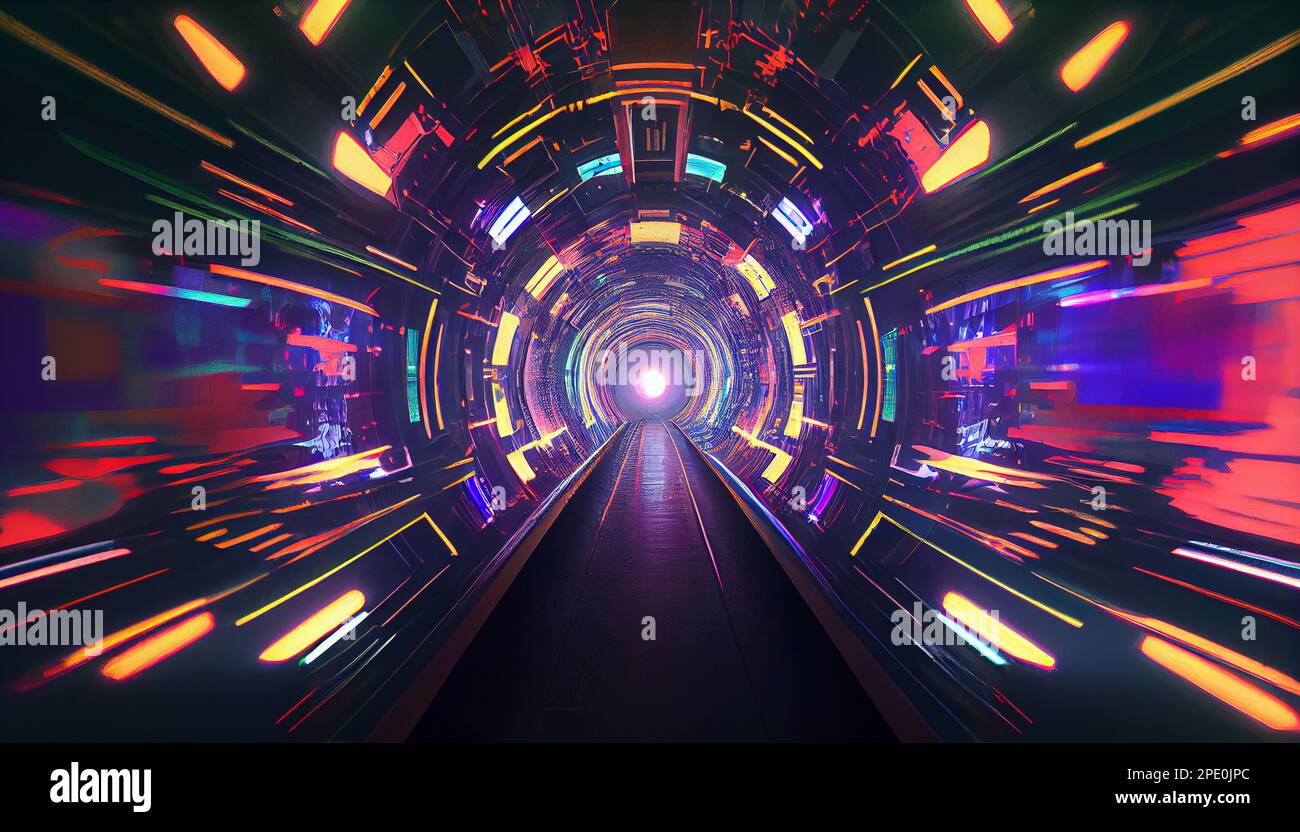 Zeitportal, Zeitreise, konzeptionelle Sci-Fi ai-generierte Illustration ...