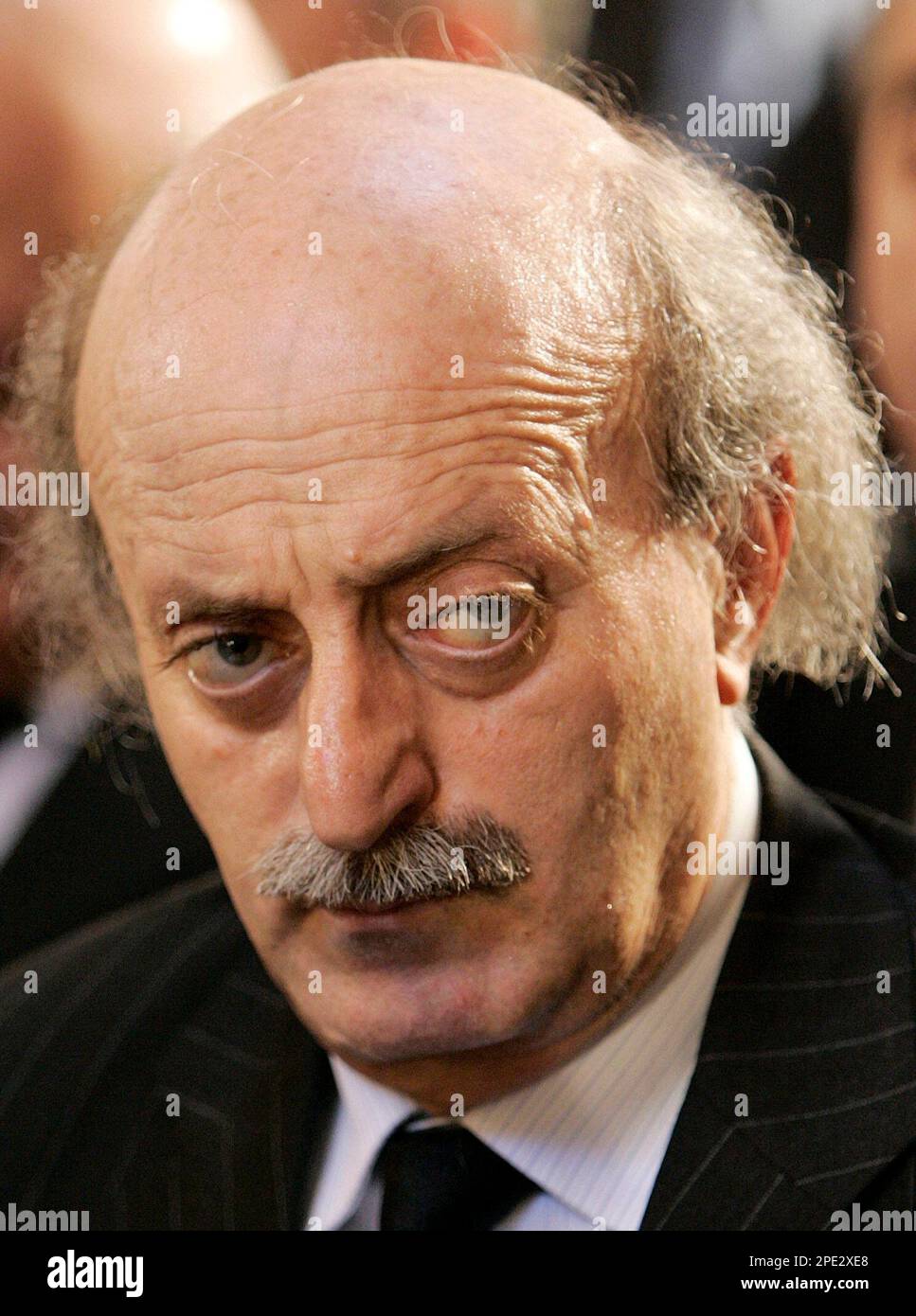 Walid Jumblatt, a druze prominent Lebanese opposition leader, looks on ...