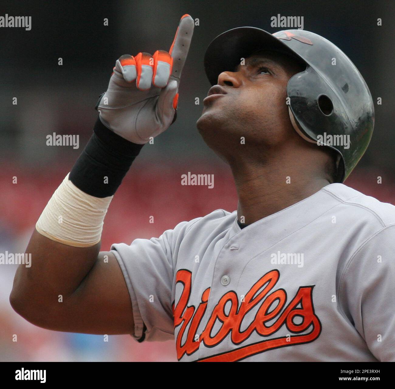 Baltimore Orioles' Sammy Sosa looks up after hitting a two-run homer ...