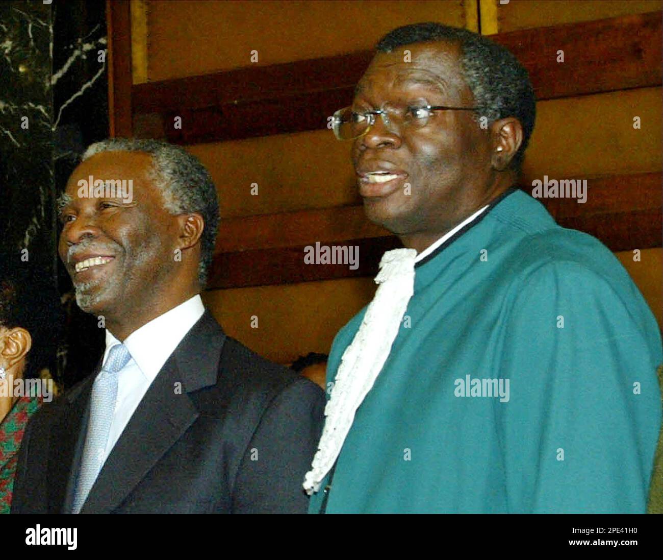 Incoming Chief Justice, Pius Langa, right, with South African President ...
