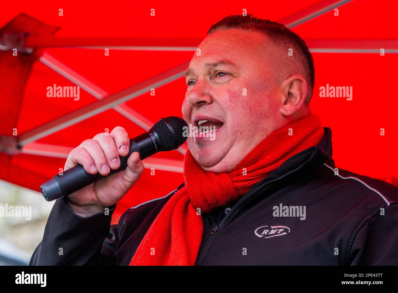 London, Großbritannien. 15. März 2023. Alex Gordon, RMT-Präsident ...