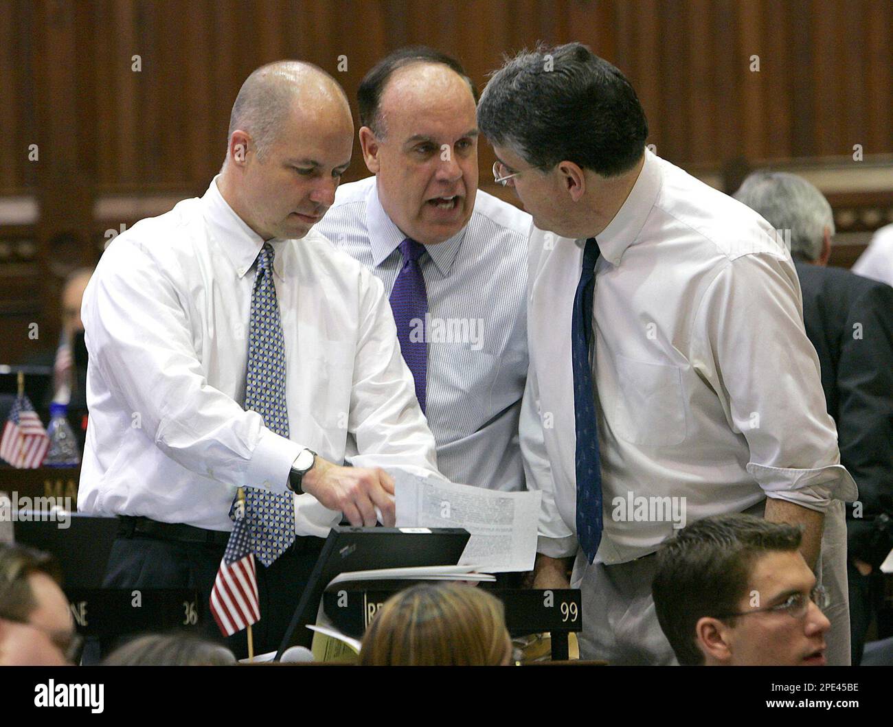 Connecticut state Rep. Michael Lawlor, D-East Haven, left, Rep. Stephen ...