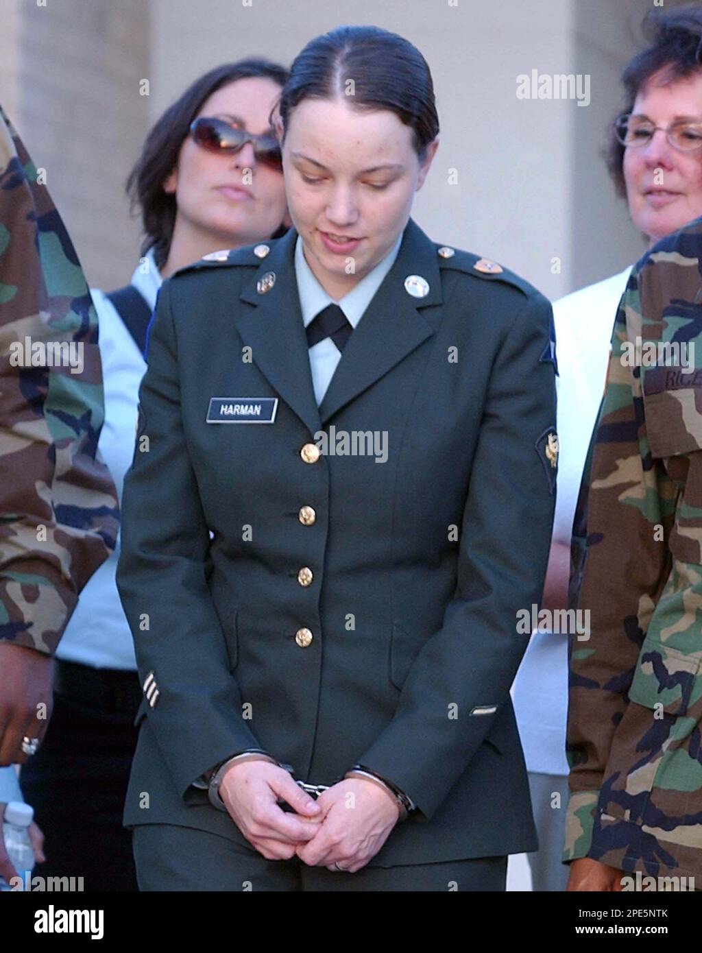 U.S. Army Reserve Spc. Sabrina Harman leaves the courthouse in ...