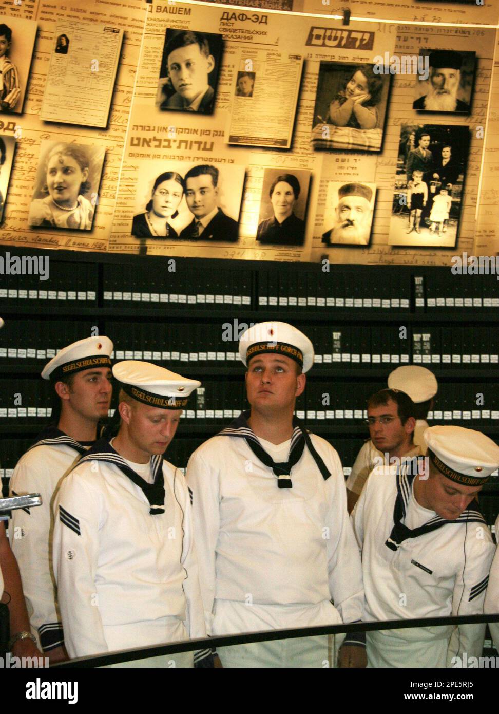 German naval cadets visit the Hall of Names, inside the new Holocaust ...