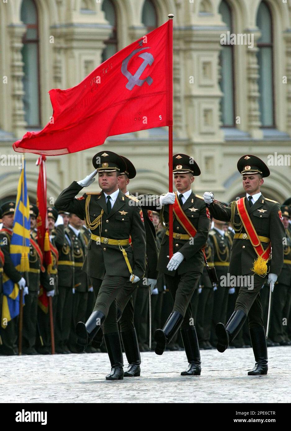 Russian soldiers march along Red Square during the Victory parade ...