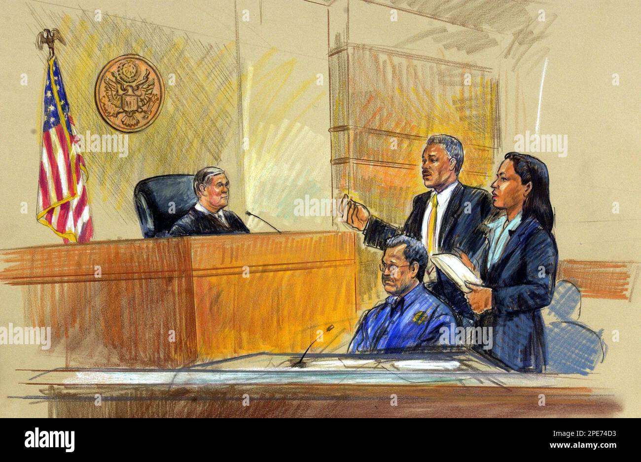 Thomas Sweatt, seated center, is shown in an artist rendering in U.S ...