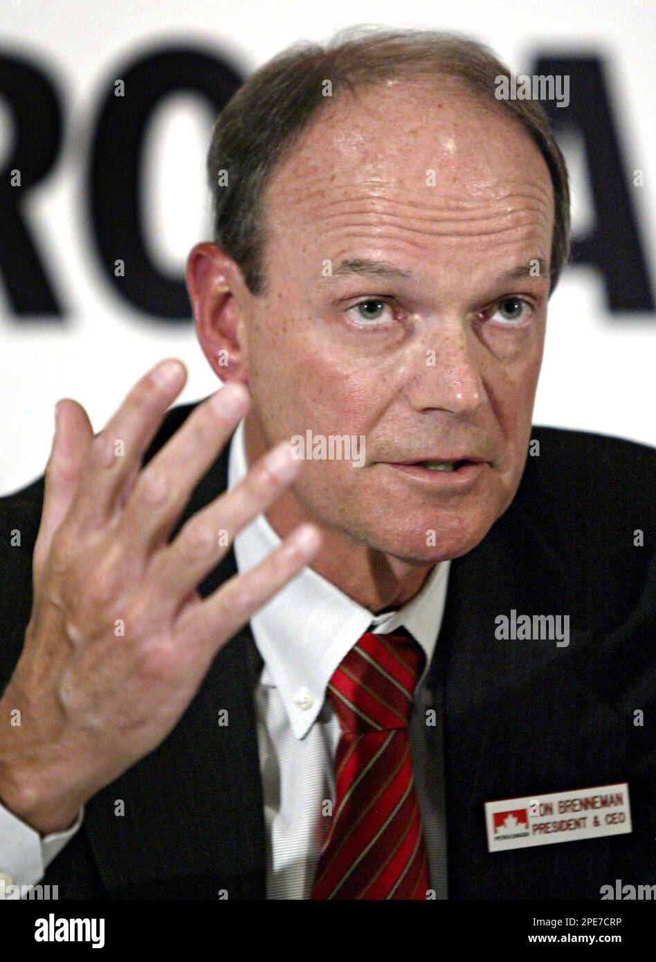 Ron Brenneman, president and CEO of Petro-Canada Inc. , speaks to the ...