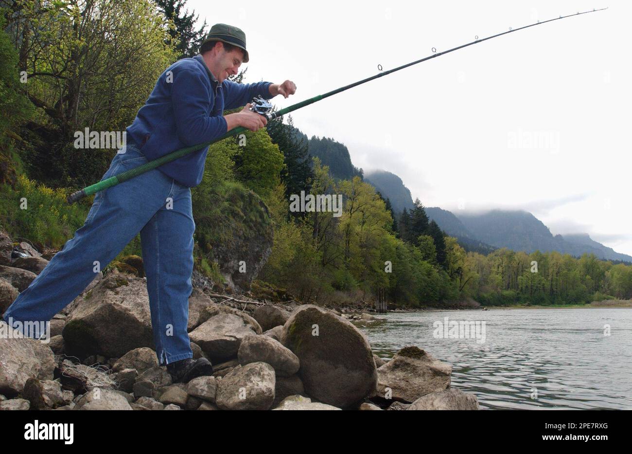 Jim Hamman, of Troutdale, Ore., plays out his line into the main ...