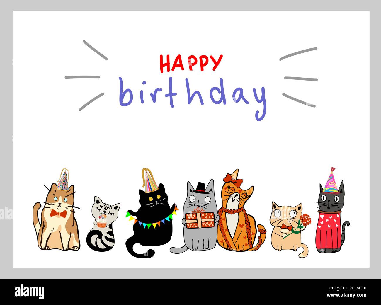 Glückwunschkarte zum Geburtstag mit niedlichen Katzen Stock ... Glückwunschkarte zum Geburtstag mit niedlichen Katzen Stock ...
