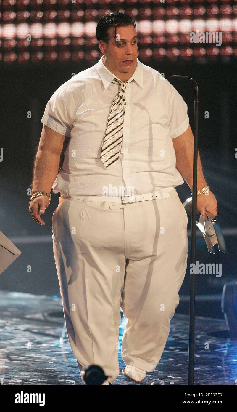 Singer of German rock group Rammstein, Till Lindemann, performs in a ...