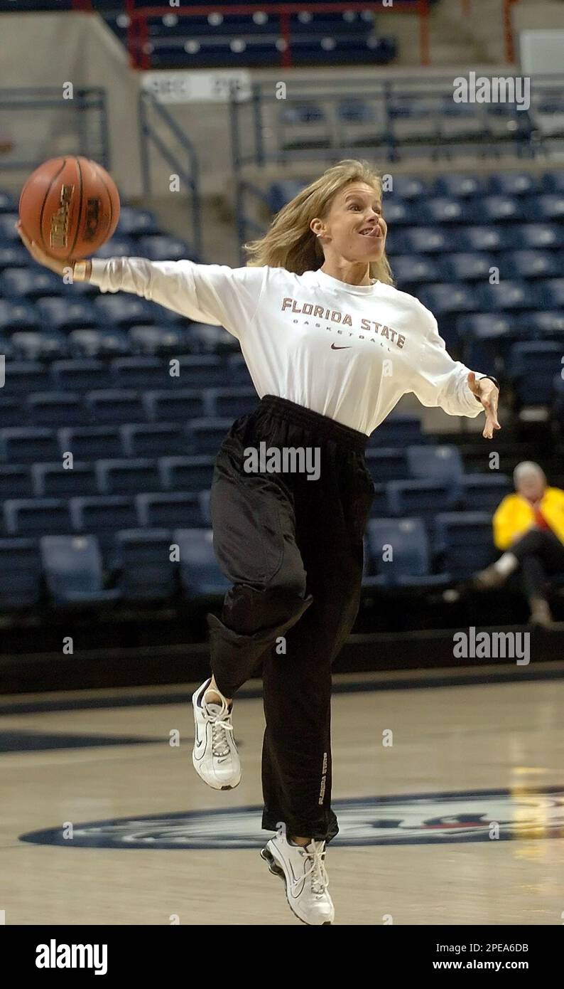 Florida State's head women's basketbal coach Sue Semrau takes a running ...
