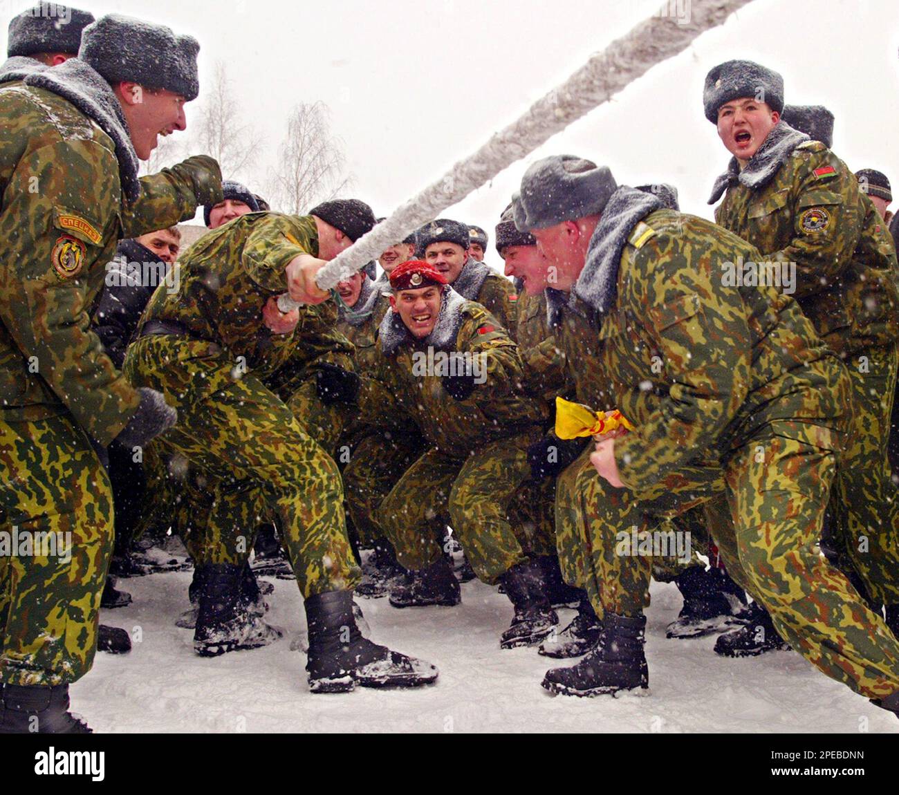 Belarus interior troops' special forces encourage their team as they ...