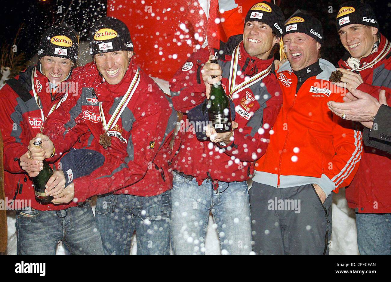 David Kreiner, Christoph Bieler, Michael Gruber, Trainer Guenther ...