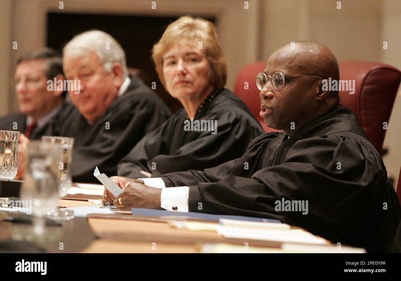 Chief Justice of the Virginia Supreme Court Leroy R. Hassell Sr., right ...