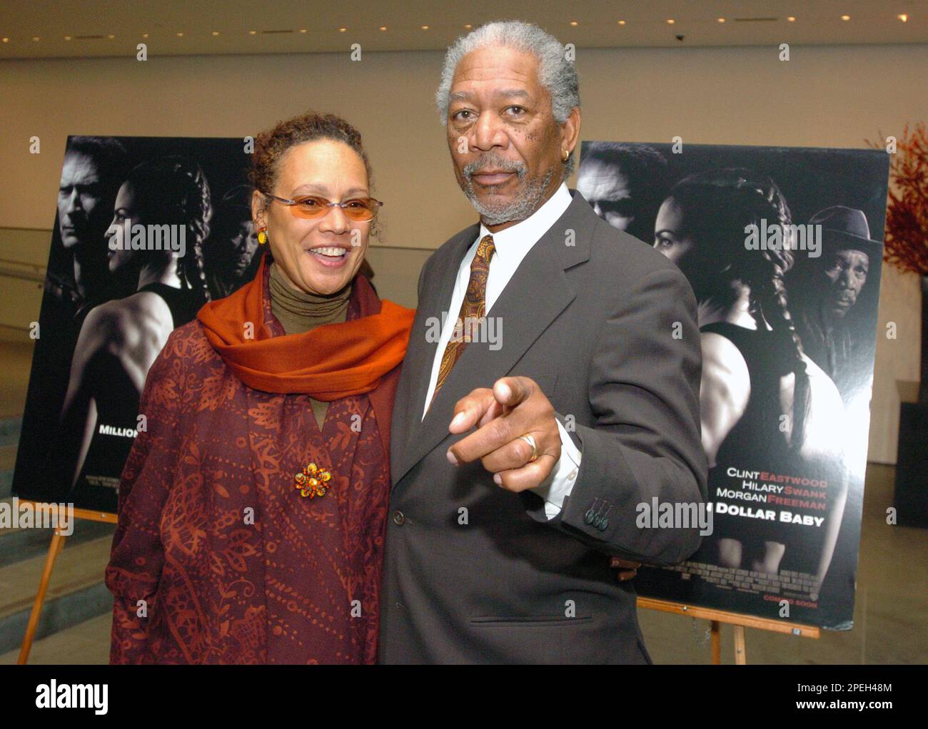 Actor Morgan Freeman and his wife Myrna arrive for the world premiere ...
