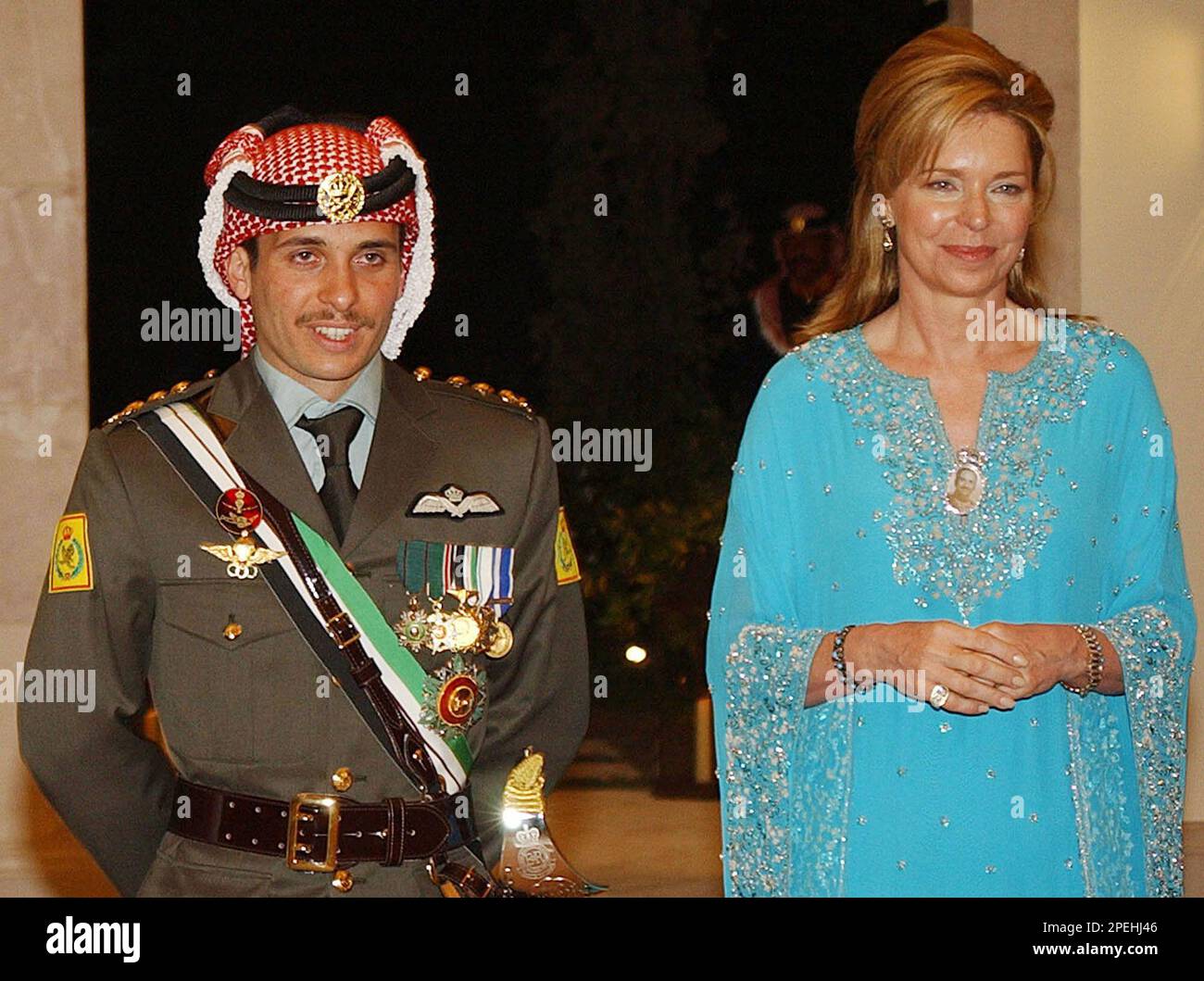 Jordan's Crown Prince Hamzah, left, with his mother Queen Noor, right ...
