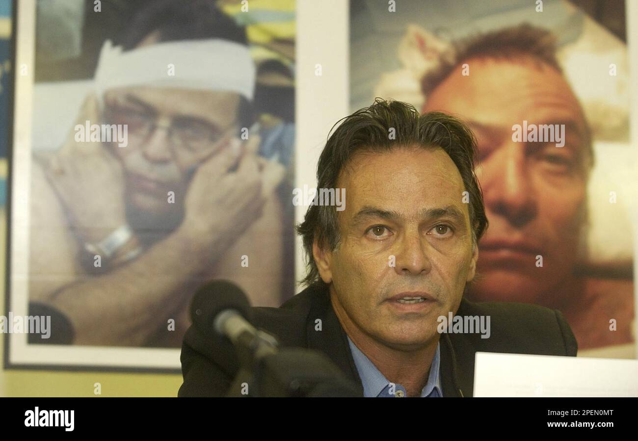 Carl Kesser, of Miami, speaks during a press conferece, Thursday, Sept ...